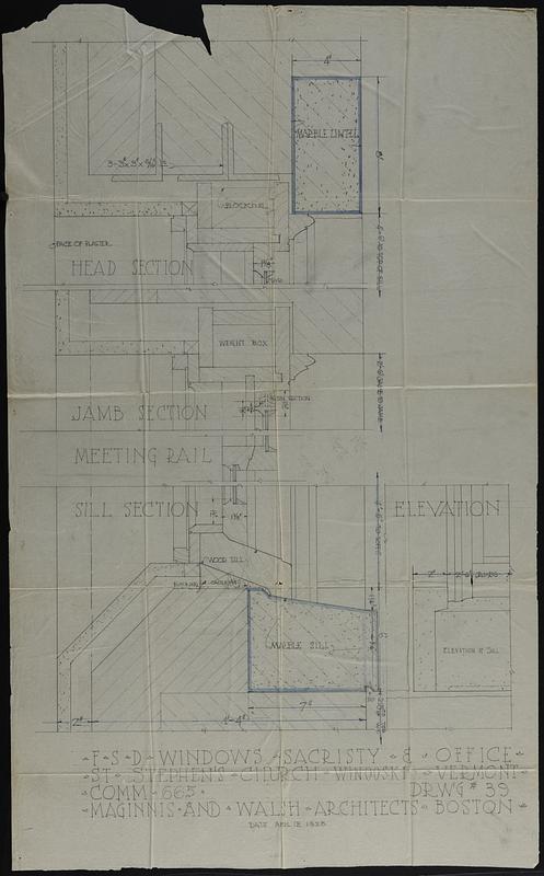 Full-scale drawing of windows, sacristy, and office - Digital Commonwealth