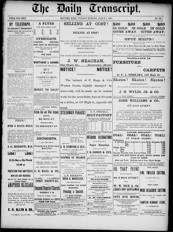 The Daily Transcript. March 01, 1887 - Digital Commonwealth