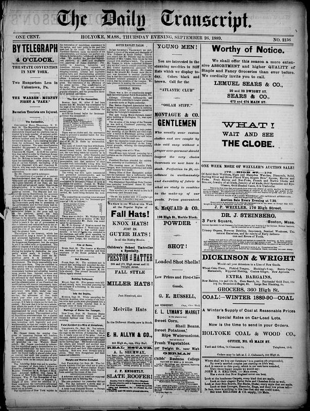 The Daily Transcript. September 26, 1889 - Digital Commonwealth