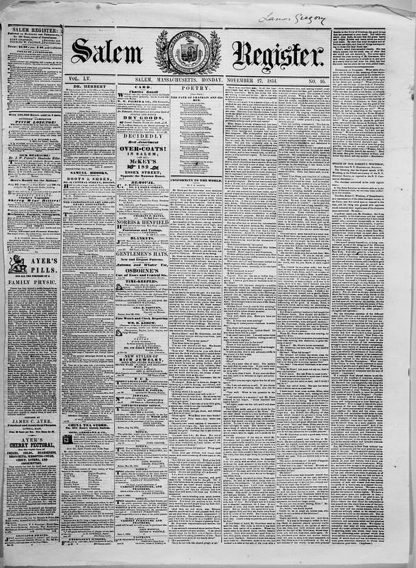Salem Register. November 27, 1854 - Digital Commonwealth