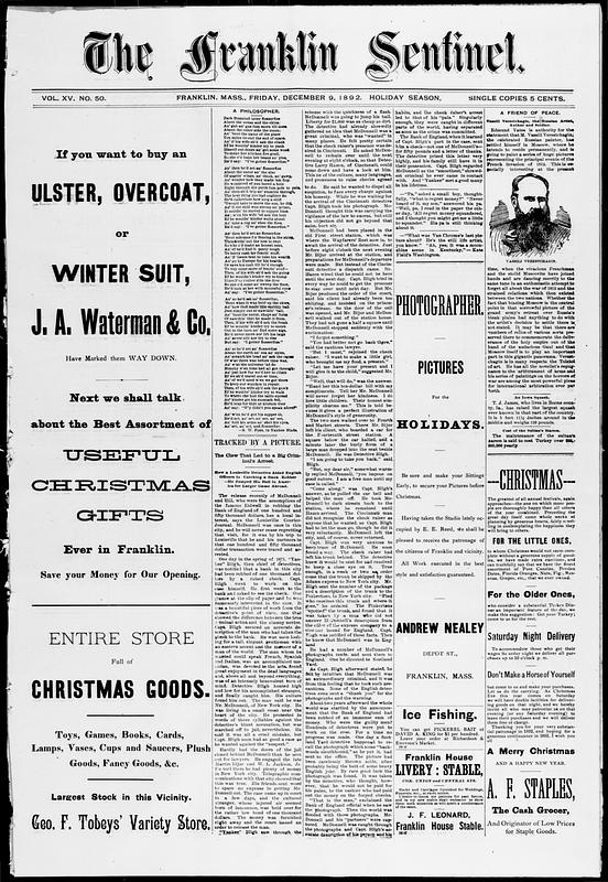 The Franklin Sentinel. December 09, 1892 - Digital Commonwealth