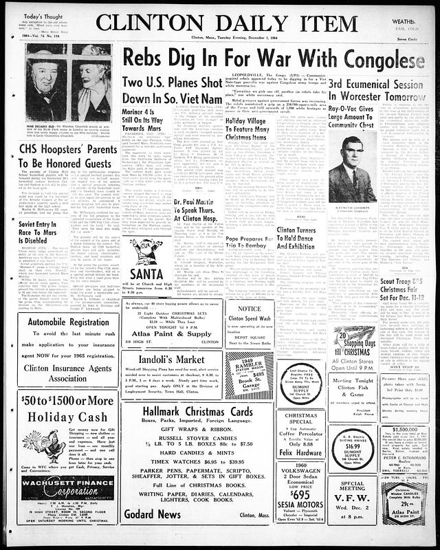 Clinton Daily Item. December 01, 1964 - Digital Commonwealth