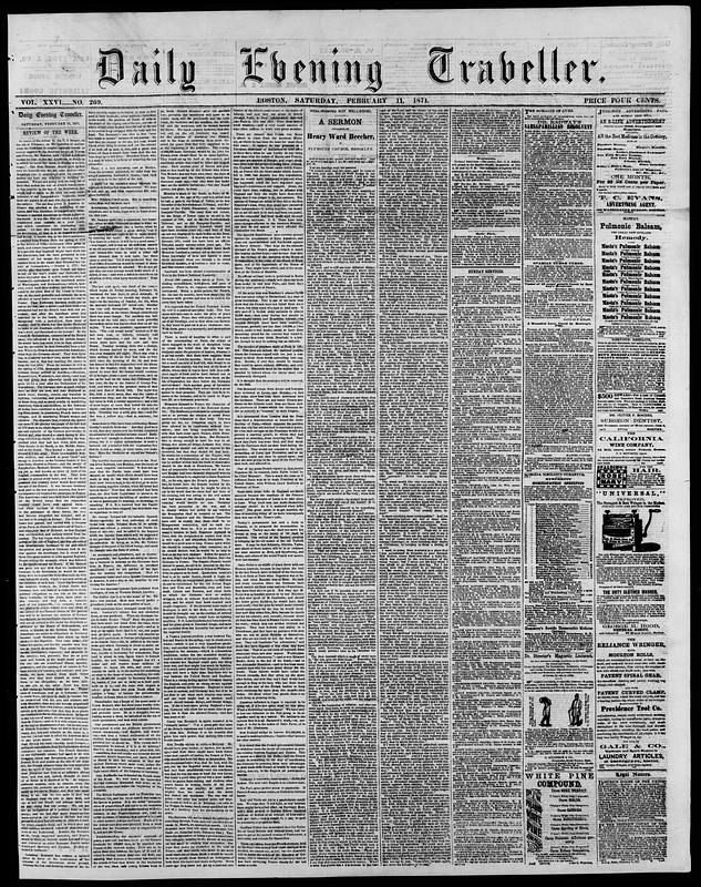 Daily Evening Traveller. February 11, 1871 - Digital Commonwealth