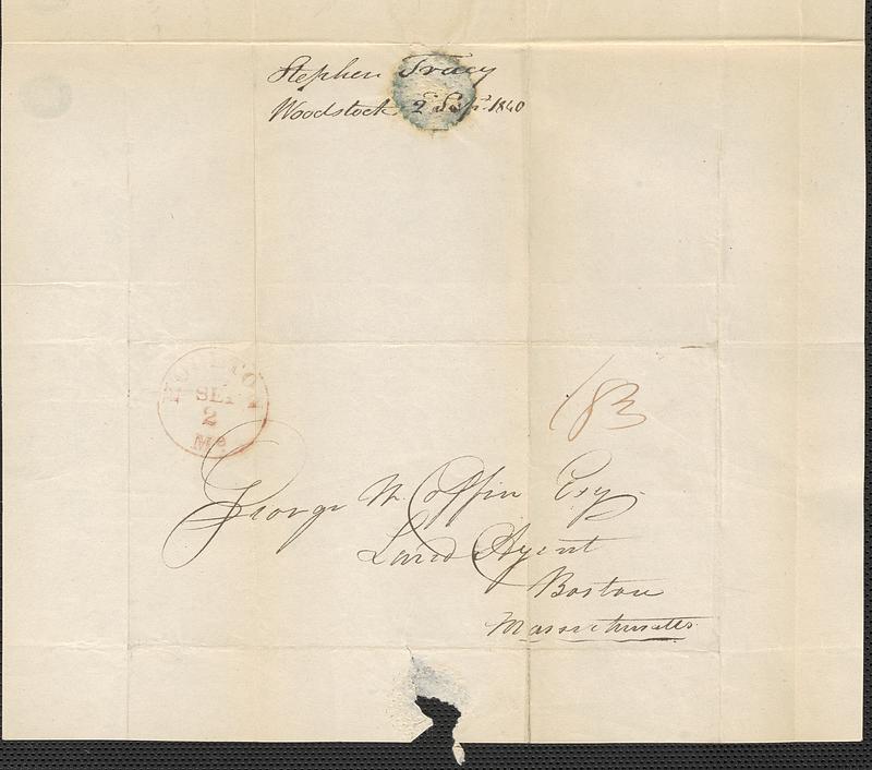 Stephen Tracy to George Coffin, 2 September 1840 - Digital Commonwealth
