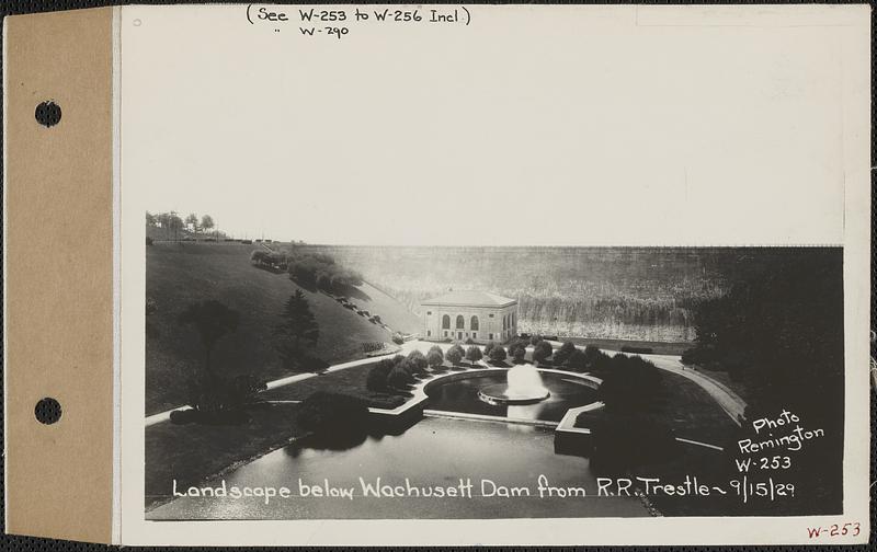 Landscape below Wachusett Dam from railroad trestle, Clinton, Mass ...