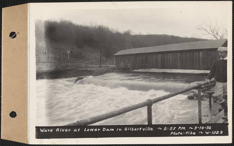 Ware River at lower dam, Gilbertville, Hardwick, Mass., 2:55 PM, Mar ...