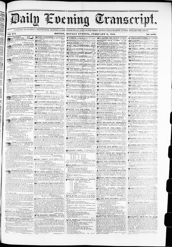 Daily Evening Transcript. February 03, 1845 - Digital Commonwealth