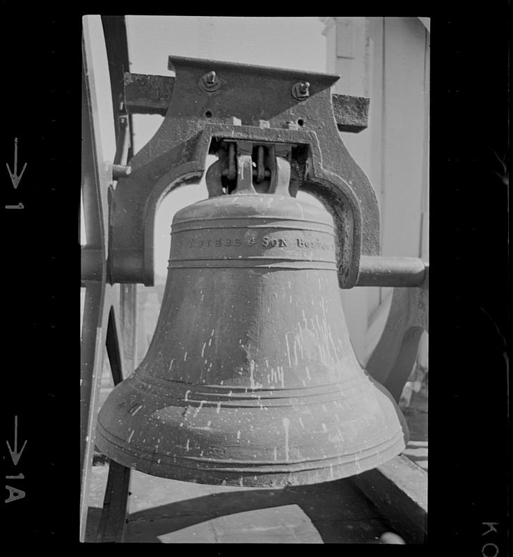 Bell in the First Religious Society church steeple - Digital Commonwealth