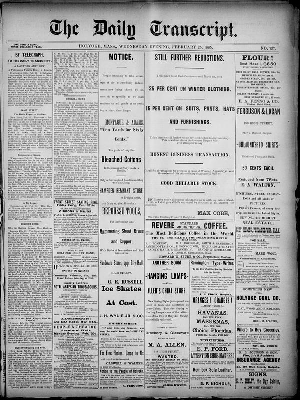 The Daily Transcript. February 25, 1885 - Digital Commonwealth