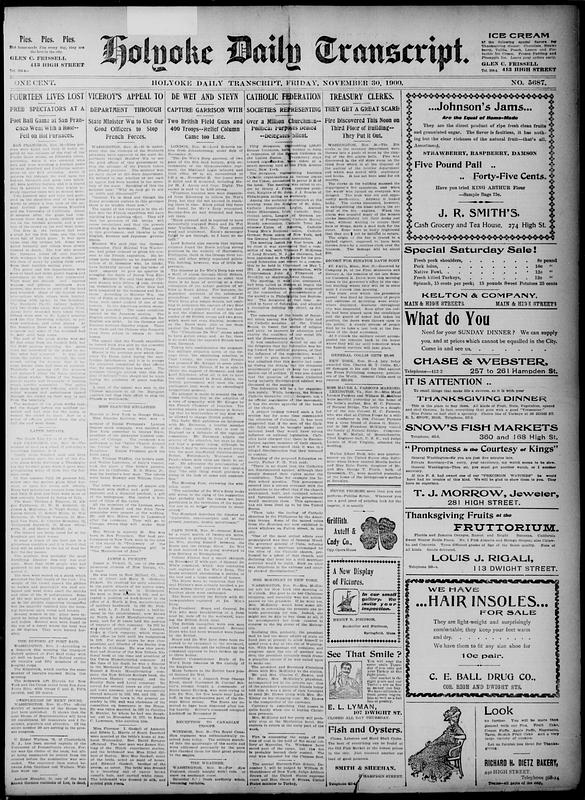 The Holyoke Daily Transcript. November 30, 1900 - Digital Commonwealth