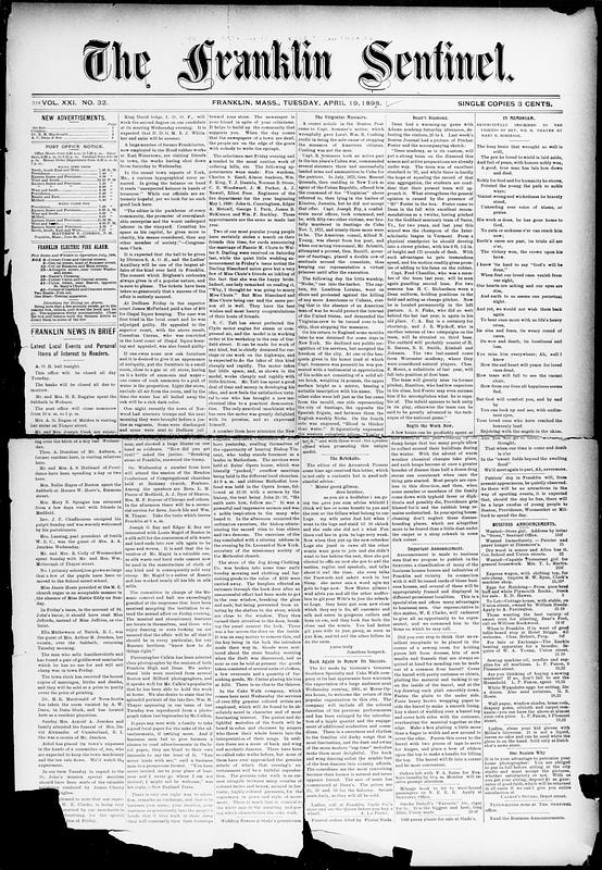 The Franklin Sentinel. April 19, 1898 - Digital Commonwealth