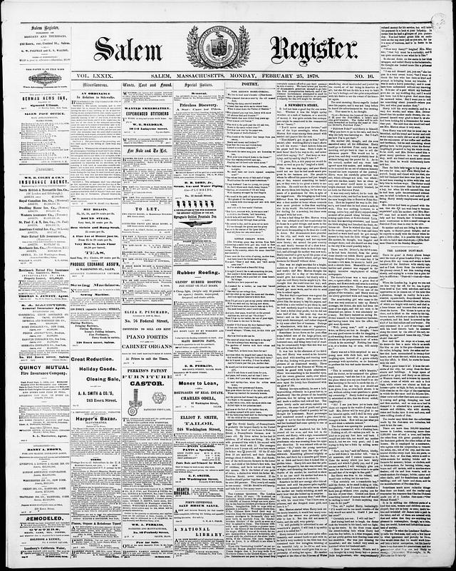 Salem Register. February 25, 1878 - Digital Commonwealth