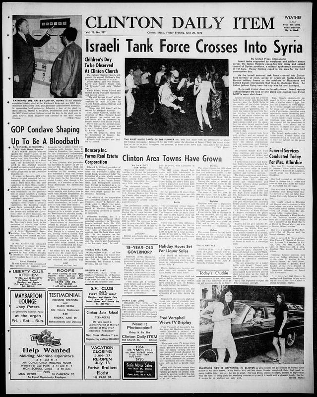 Clinton Daily Item. June 26, 1970 - Digital Commonwealth