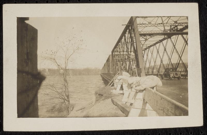 Across the South Hadley Bridge showing pile of trap rock on the left to ...