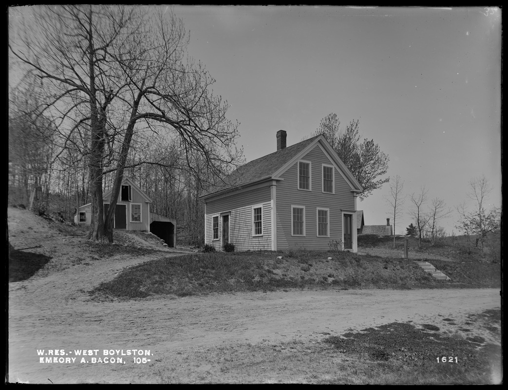 Wachusett Reservoir, Emery A. Bacon's house and stable, on the westerly ...