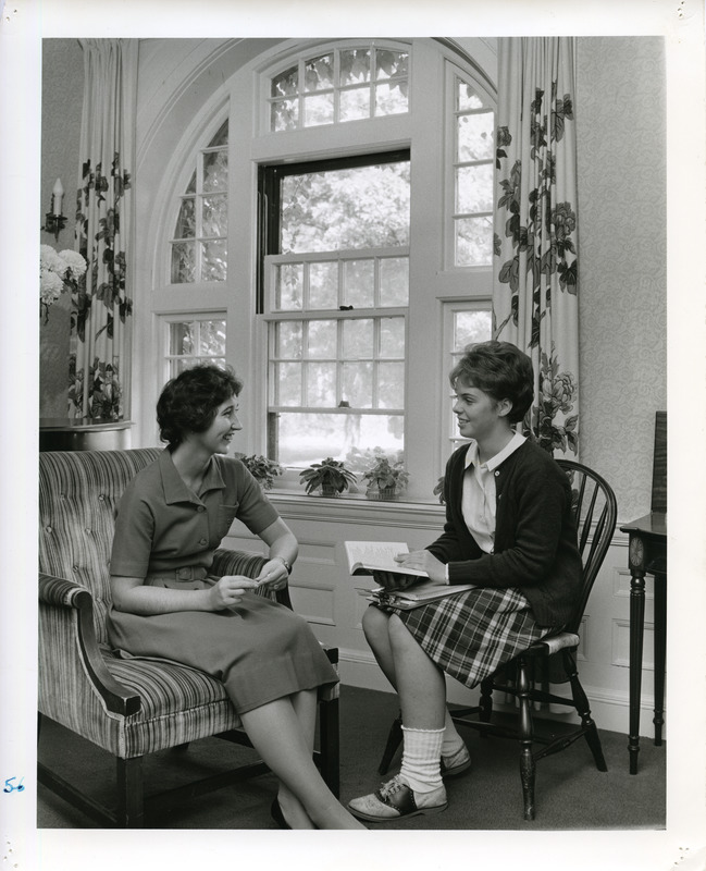 Ruth Stevenson (instructor in English) conversing with a student ...