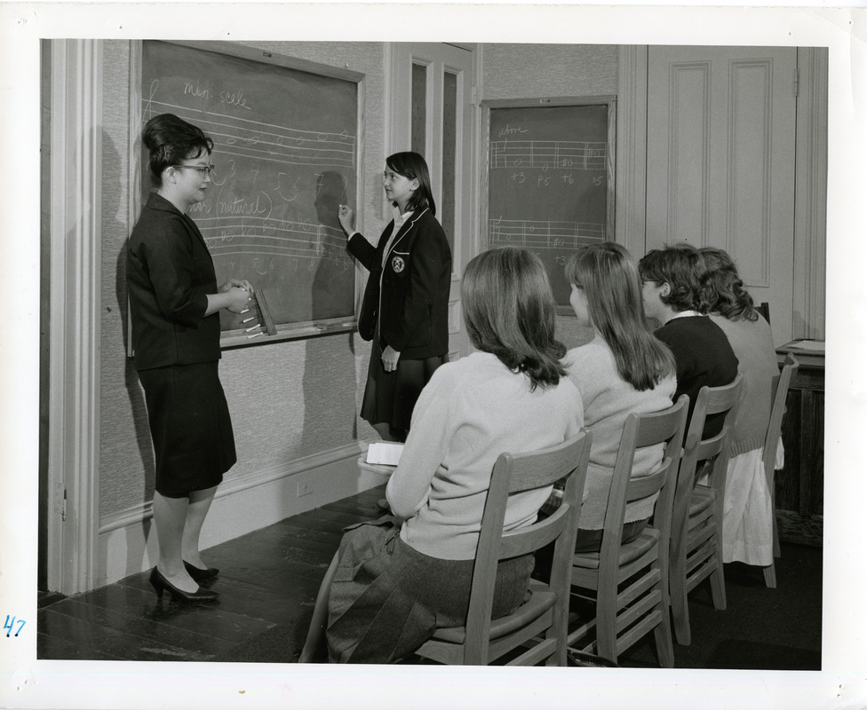 Abbot Academy students in music class including Miss Chang and Liz Eder ...