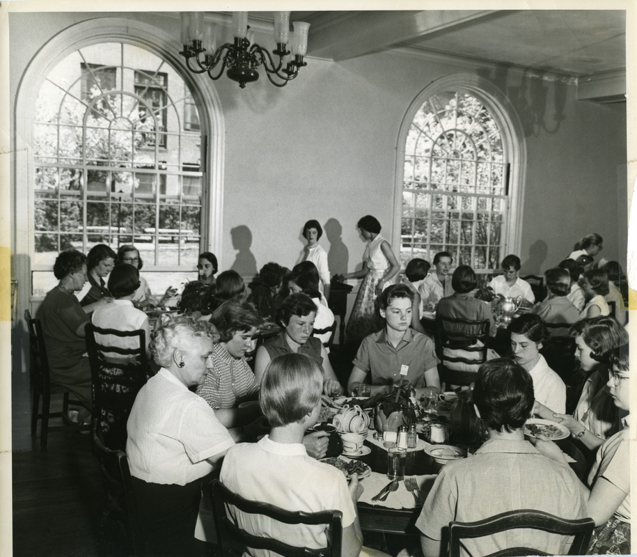 Students in Bailey Dining Room - Digital Commonwealth