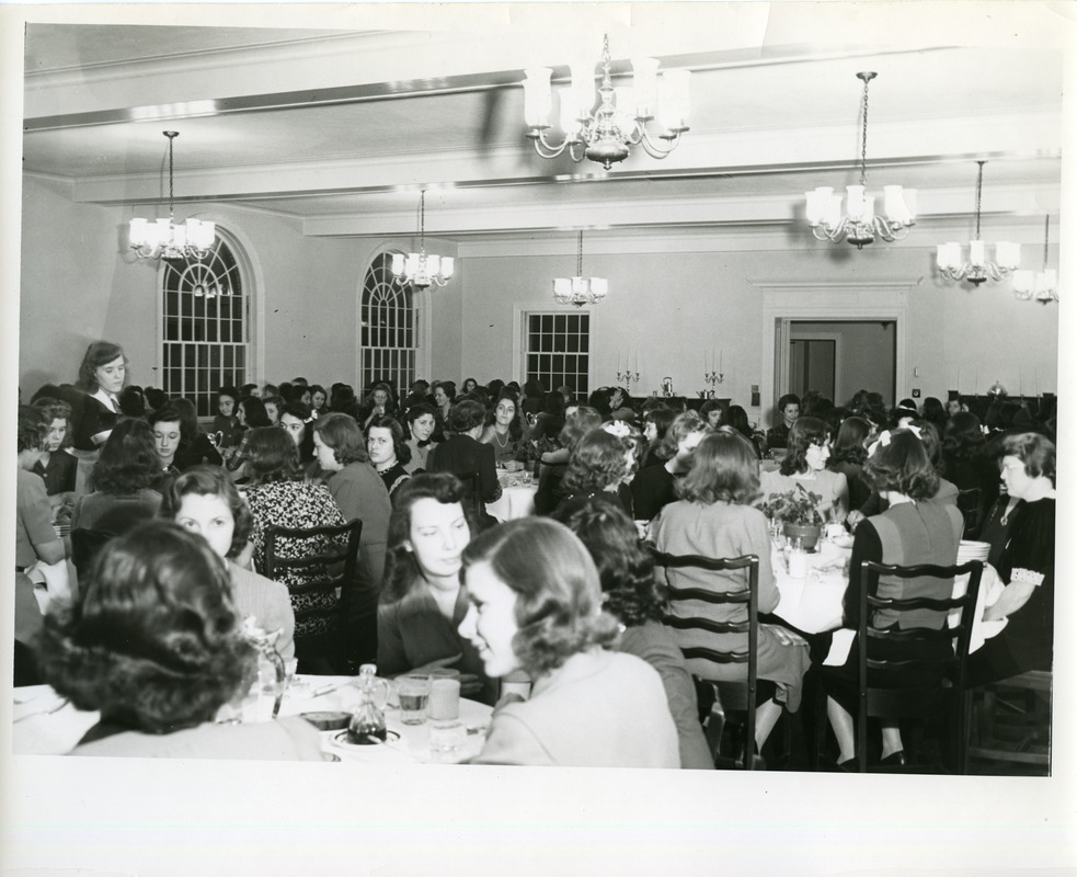 Students in Bailey Dining Room - Digital Commonwealth