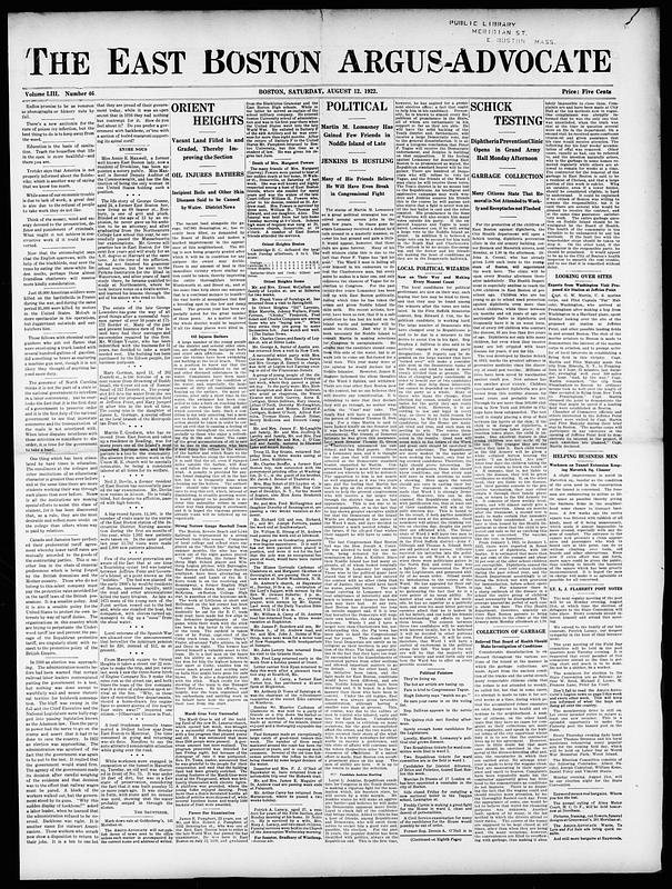 East Boston Argus-Advocate. August 12, 1922 - Digital Commonwealth