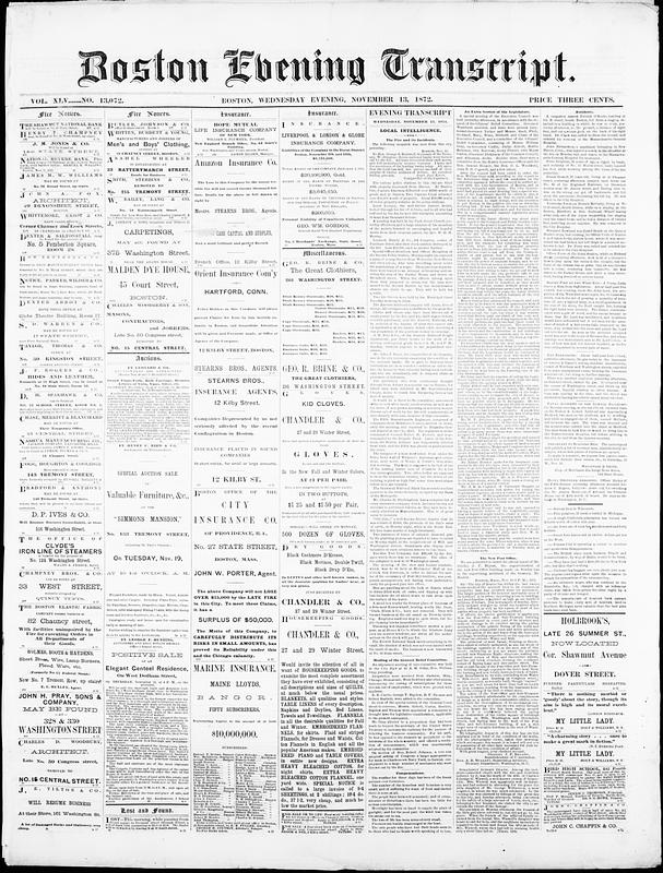 Boston Evening Transcript. November 13, 1872 - Digital Commonwealth