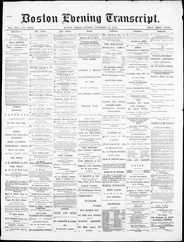 Boston Evening Transcript. November 15, 1872 - Digital Commonwealth