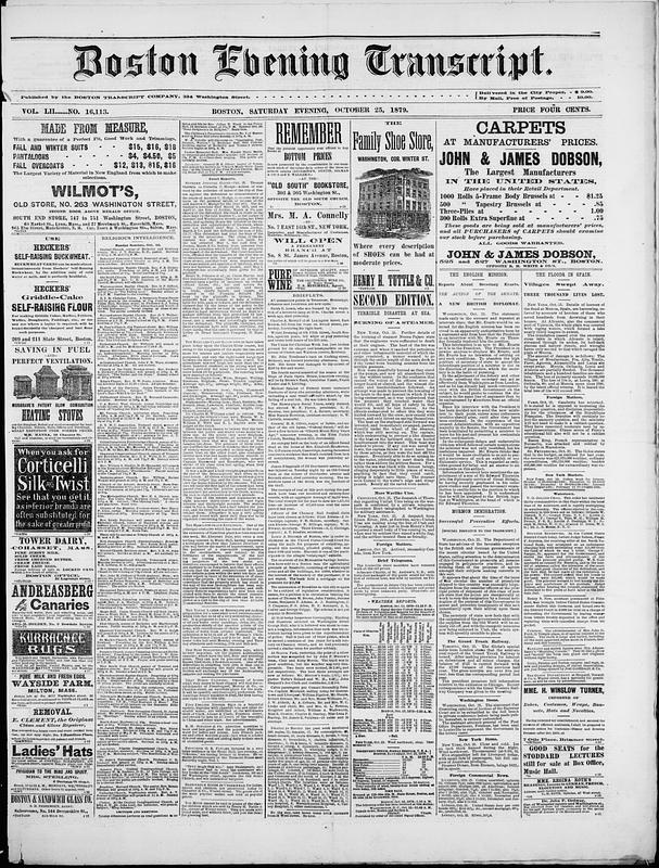 Boston Evening Transcript. October 25, 1879 - Digital Commonwealth