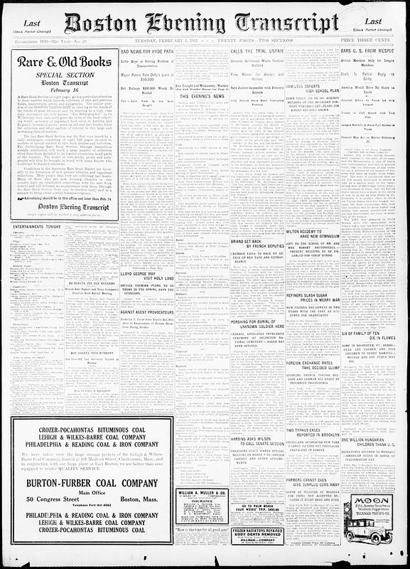Boston Evening Transcript. February 01, 1921 - Digital Commonwealth