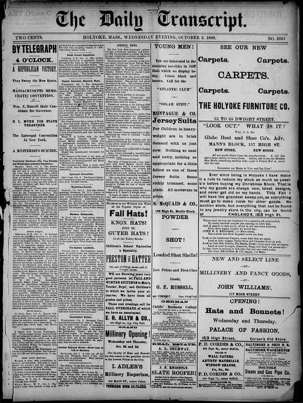 The Daily Transcript. October 02, 1889 - Digital Commonwealth