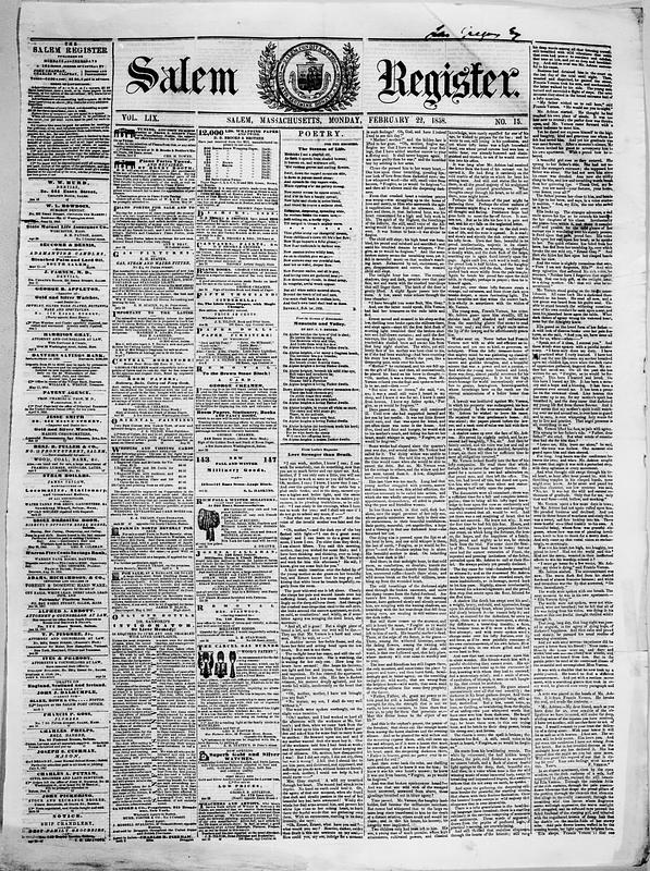 Salem Register. February 22, 1858 - Digital Commonwealth