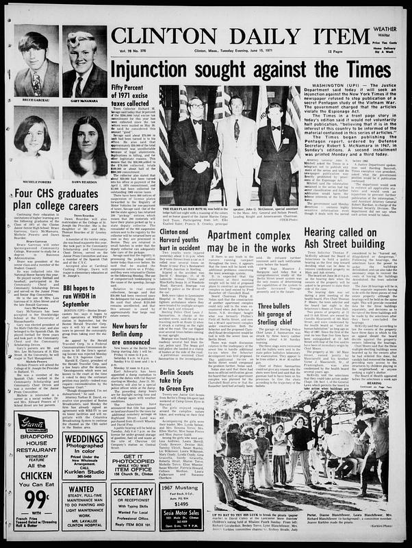 Clinton Daily Item. June 15, 1971 - Digital Commonwealth