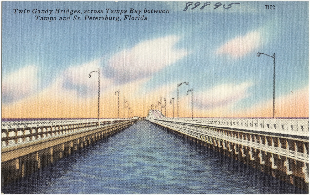 Twin Gandy Bridges, across Tampa Bay between Tampa and St. Petersburg ...