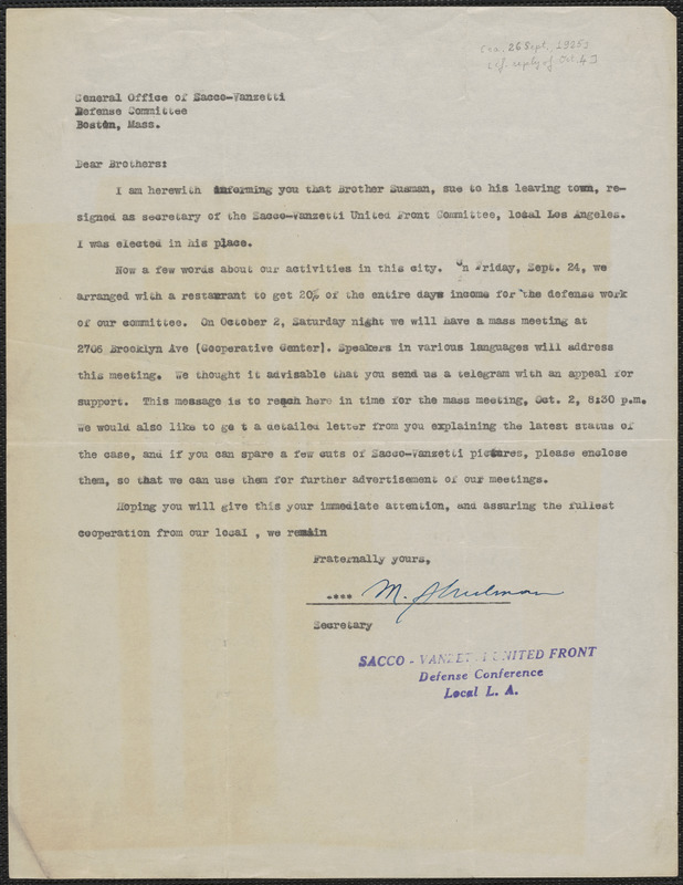 Mike Shulman (General (Sacco-Vanzetti United Front Defense Conference ...