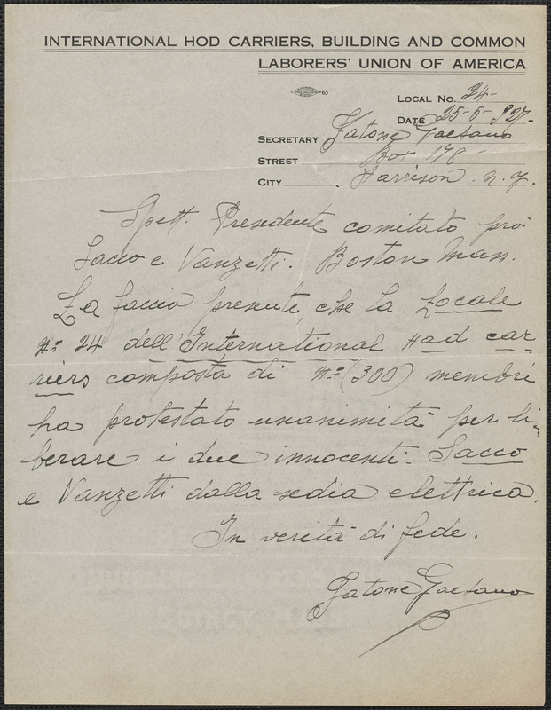 Fatone Gaetano (International Hod Carriers', Building and Common ...