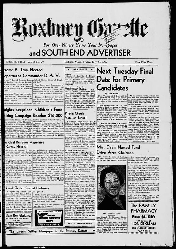 Roxbury Gazette and South End Advertiser, July 20, 1956 - Digital ...