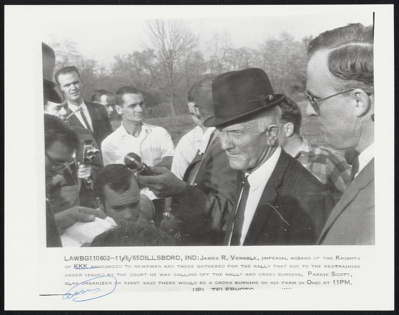 James R. Venable, Imperial Wizard of the Knights of KKK announced to ...