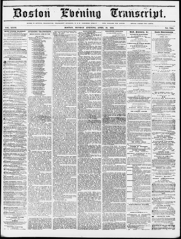 Boston Evening Transcript. April 28, 1856 - Digital Commonwealth