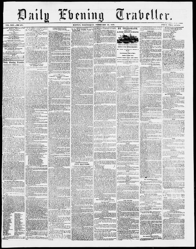 Daily Evening Traveller. February 24, 1858 - Digital Commonwealth