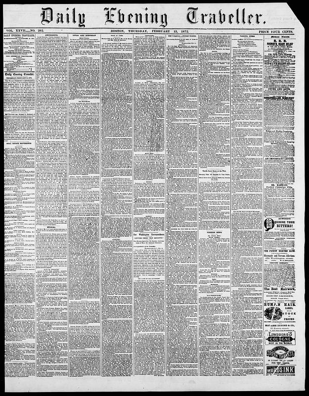 Daily Evening Traveller. February 15, 1872 - Digital Commonwealth
