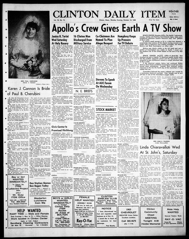 Clinton Daily Item. October 14, 1968 - Digital Commonwealth