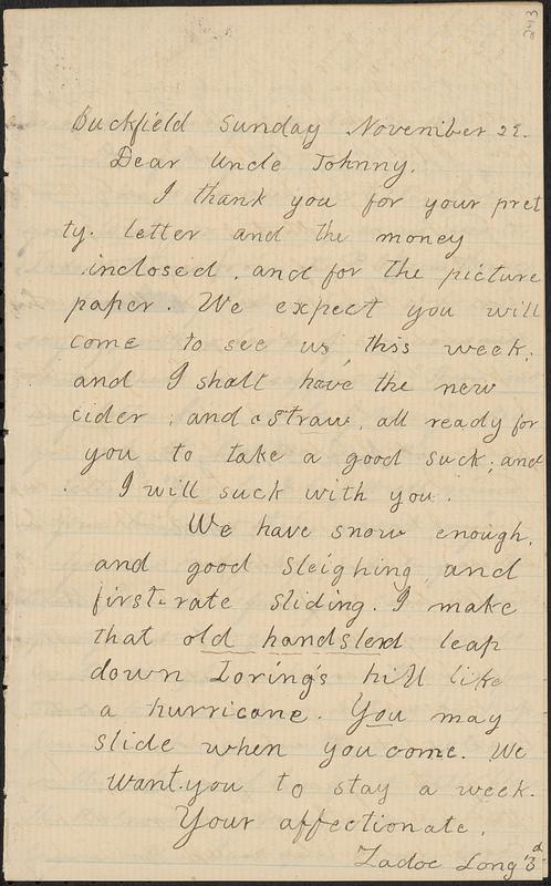 Letter from Zadoc Long III to John D. Long, November 22, 1868 - Digital ...