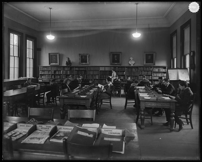 Fellows Athenaeum Branch. Adults' reading room - Digital Commonwealth