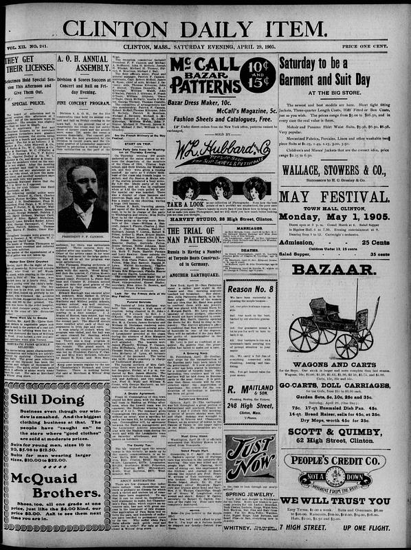 Clinton Daily Item. April 29, 1905 - Digital Commonwealth