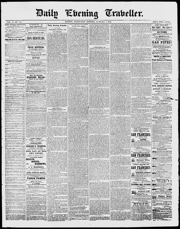 Daily Evening Traveller. October 04, 1854 - Digital Commonwealth