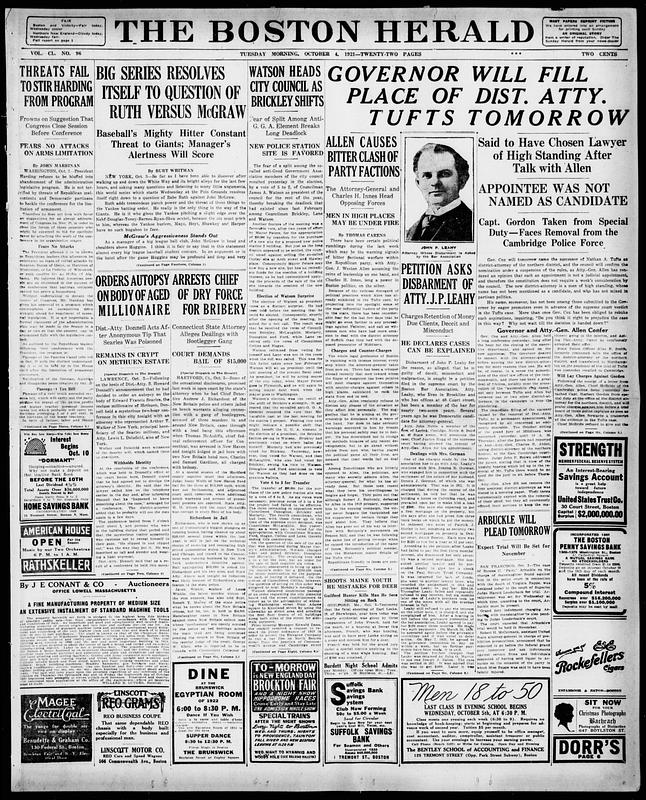 Boston Herald. October 04, 1921 - Digital Commonwealth