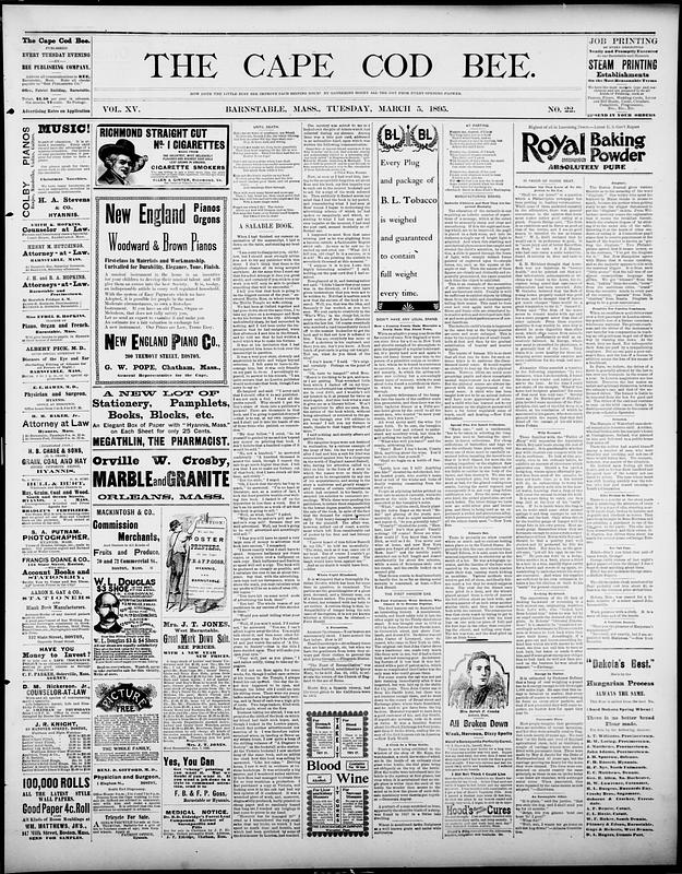 The Cape Cod Bee. March 05, 1895 - Digital Commonwealth