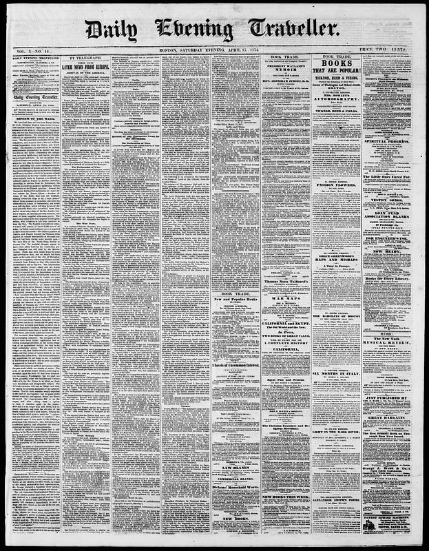 Daily Evening Traveller. April 15, 1854 - Digital Commonwealth
