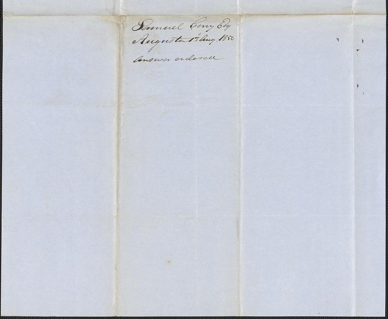 Samuel Cony to George Coffin, 13 August 1850 - Digital Commonwealth