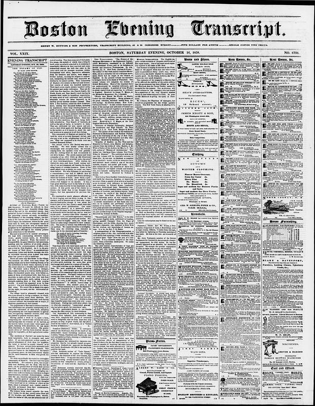 Boston Evening Transcript. October 16, 1858 - Digital Commonwealth
