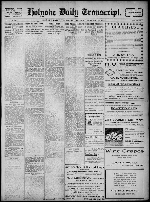 The Holyoke Daily Transcript. October 16, 1900 - Digital Commonwealth